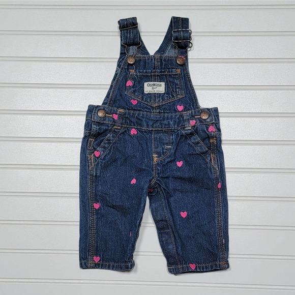 OshKosh B'gosh | Bottoms | Oshkosh Denim Heart Embroidered Overalls ...